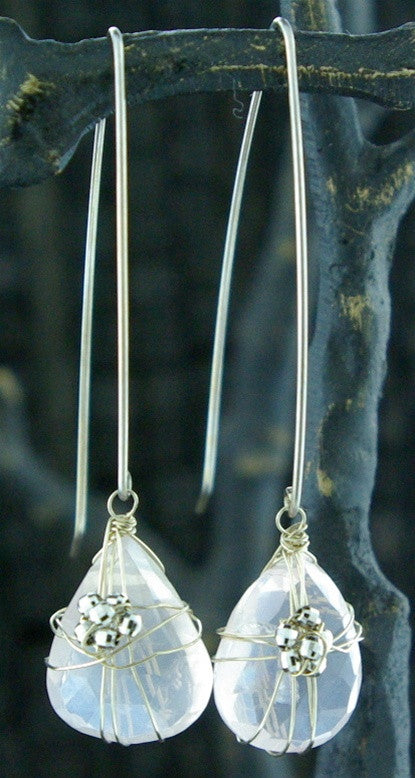 Julieri 18 K Yellow Gold and 14 K White Gold and Pink Quartz Earrings ...