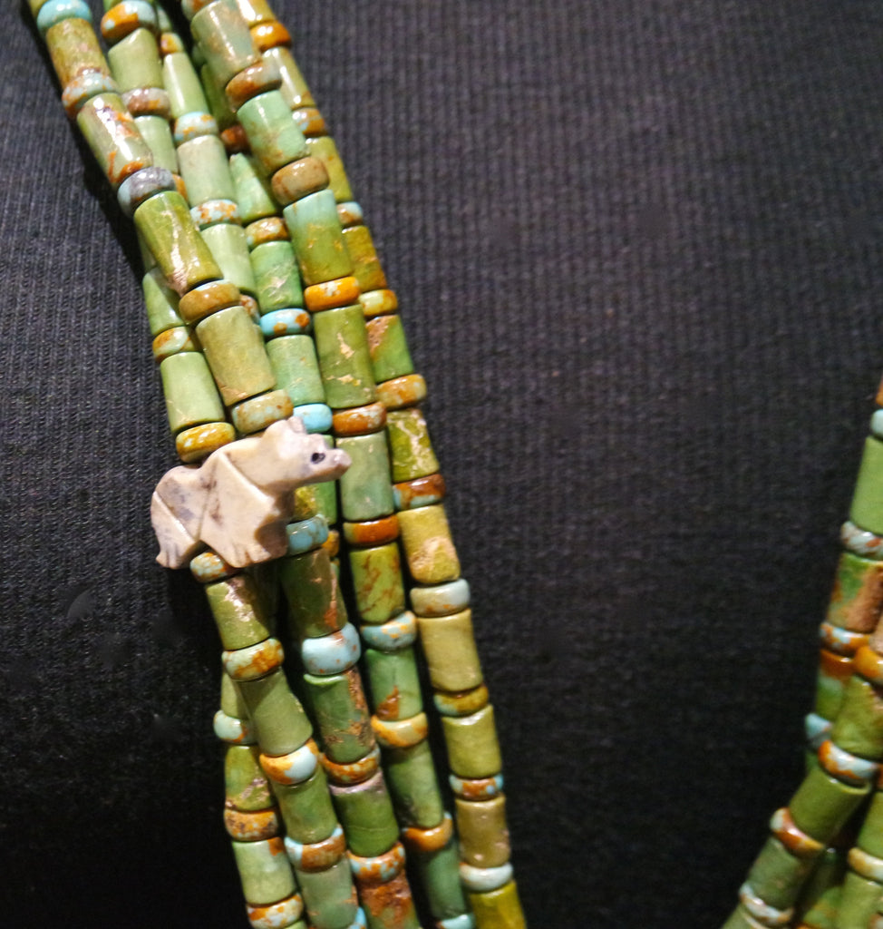 Southwestern Green Turquoise 6 Strand Necklace with Sterling Beads ...
